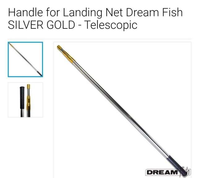 (4) Handle for Landing Net Dream Fish Silver/Gold- Telescopic ...