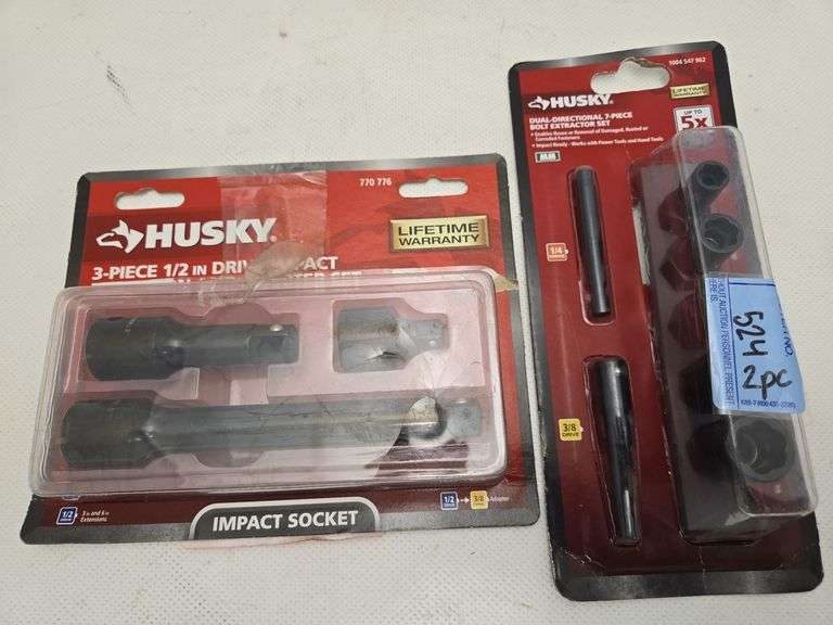 Husky Tools, 1/2' drive socket extensions and bi directional bolt ...