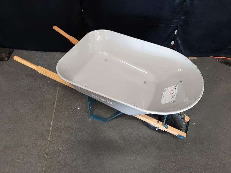 Anvil 6 cu. ft. Steel Tub Wheelbarrow with Wooden Handles and Pneumatic ...