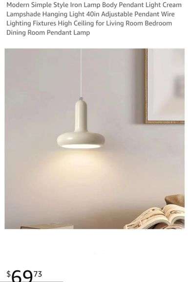 Cream Colored Metal Pendant Light Kit - Lexington Online Auction