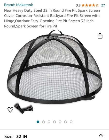 New Heavy Duty Steel 32 in Round Fire Pit Spark Screen Cover, Corrosion ...