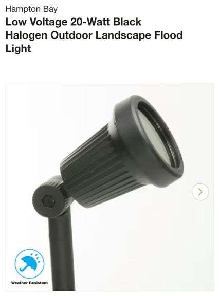Hampton Bay Low Voltage 20-Watt Black Halogen Outdoor Landscape Flood ...