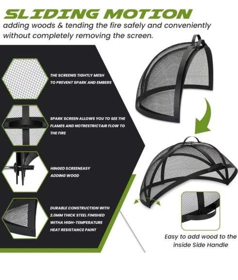 New Heavy Duty Steel 32 in Round Fire Pit Spark Screen Cover, Corrosion ...