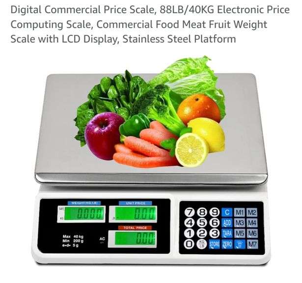Digital Commercial Price Scale, 88LB/40KG Electronic Price Computing ...