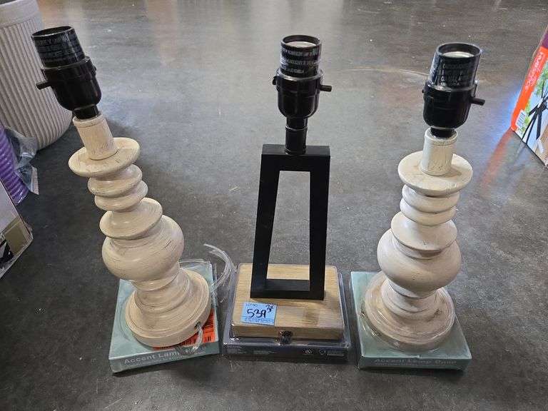 3 Accent Table Lamps with No Shades - Lexington Online Auction