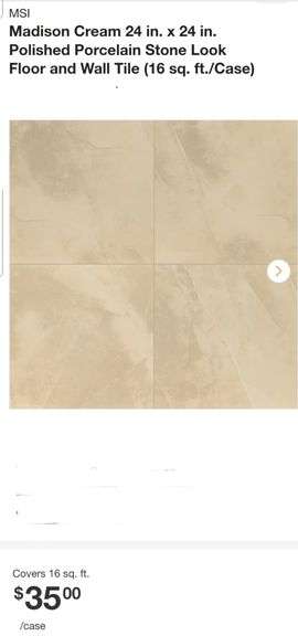 18 Cases of MSI Madison Cream 24 in. x 24 in. Polished Porcelain Stone ...