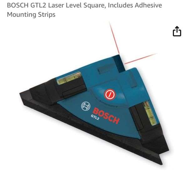 BOSCH GTL2 Laser Level Square, Includes Adhesive Mounting Strips ...