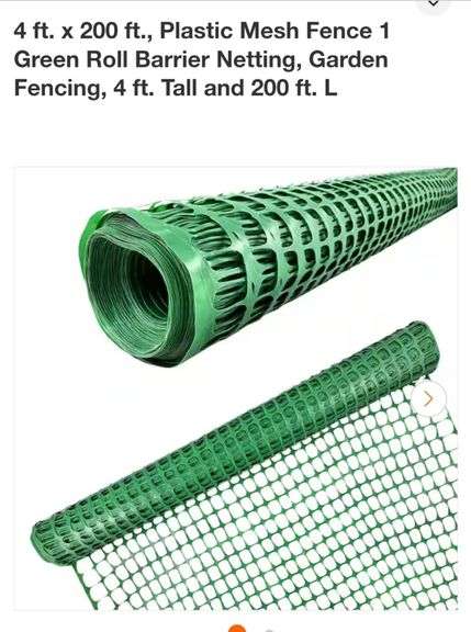 4 ft. x 200 ft., Plastic Mesh Fence 1 Green Roll Barrier Netting ...