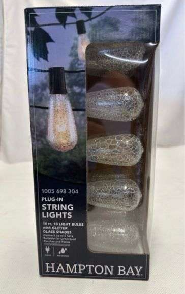 Hampton Bay Outdoor/Indoor 10 ft. 10 light bulbs with glitter glass ...