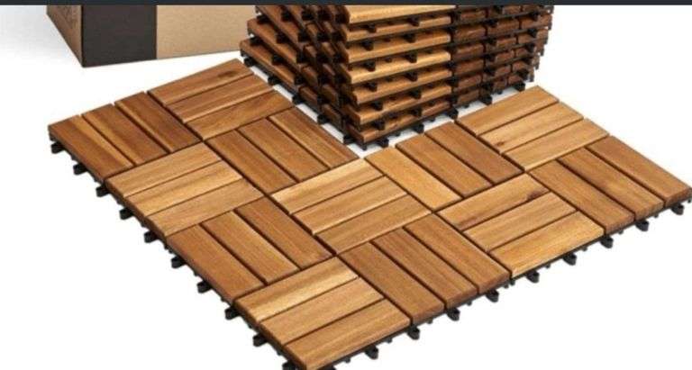 Acacia Deck Tiles -12 slats-12”x12”x0.94” - Lexington Online Auction