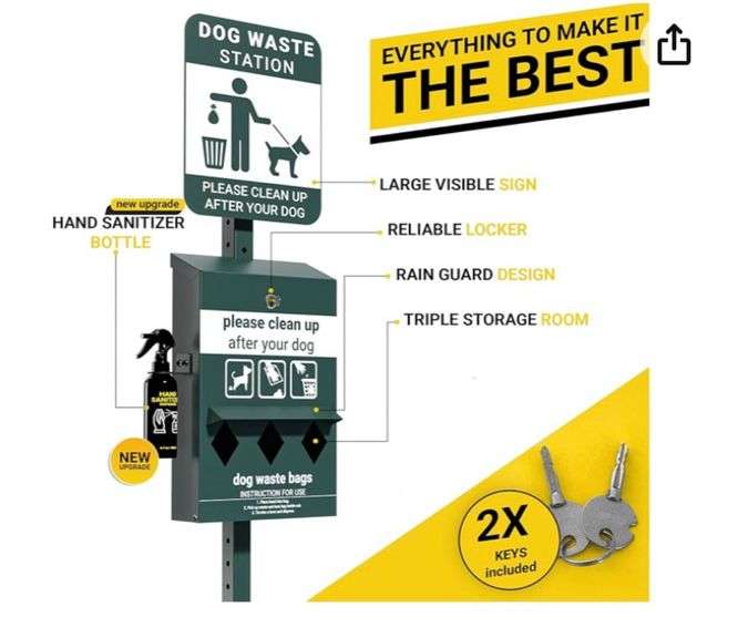 Mini Pet Waste Station - Includes 600 Dog Poop Bags - Original Glow in ...