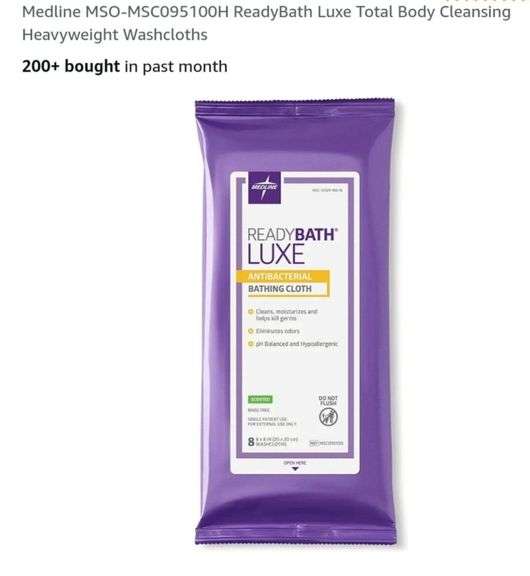 Medline ReadyBath Luxe Total Body Cleansing Heavyweight Washcloths 24 ...