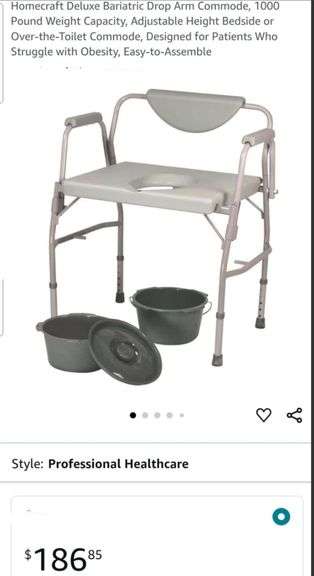 Homecraft Deluxe Bariatric Drop Arm Commode, 1000 Pound Weight Capacity ...