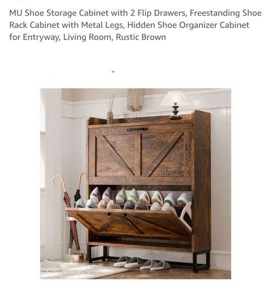 MU Shoe Storage Cabinet with 2 Flip Drawers, Freestanding Shoe Rack ...