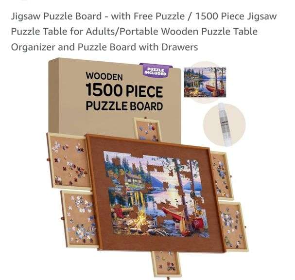 Jigsaw Puzzle Board - with Free Puzzle / 1500 Piece Jigsaw Puzzle Table for Adults/Portable ...