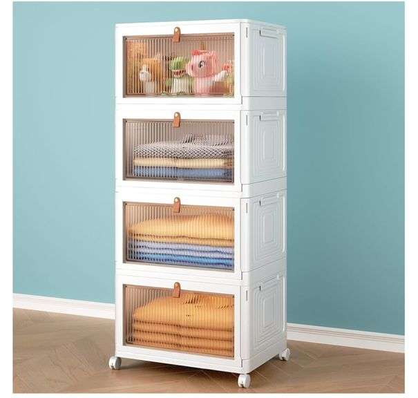 4 Tier Stackable Plastic Storage Bins with Lid and Wheels - 23 QT ...