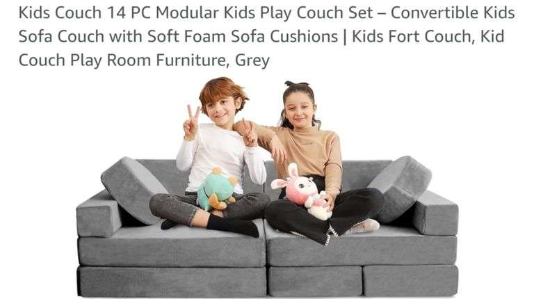 Kids Couch 14 PC Modular Kids Play Couch Set – Convertible Kids Sofa ...