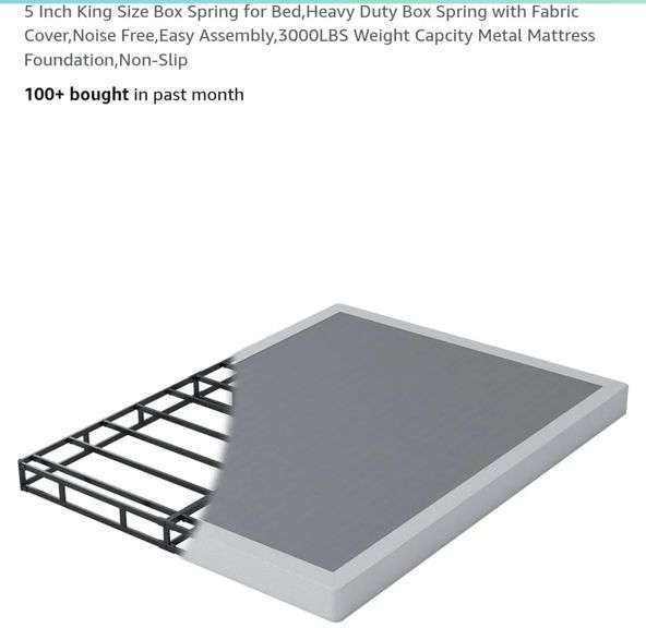5 Inch King Size Box Spring for Bed,Heavy Duty Box Spring with Fabric ...