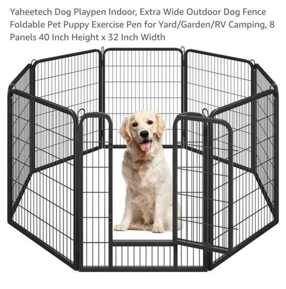 Yaheetech Dog Playpen Indoor, Extra Wide Outdoor Dog Fence Foldable Pet ...