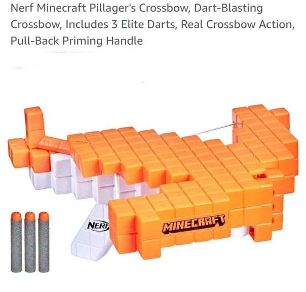 Nerf Minecraft Pillager's Crossbow, Dart-Blasting Crossbow, Includes 3 ...