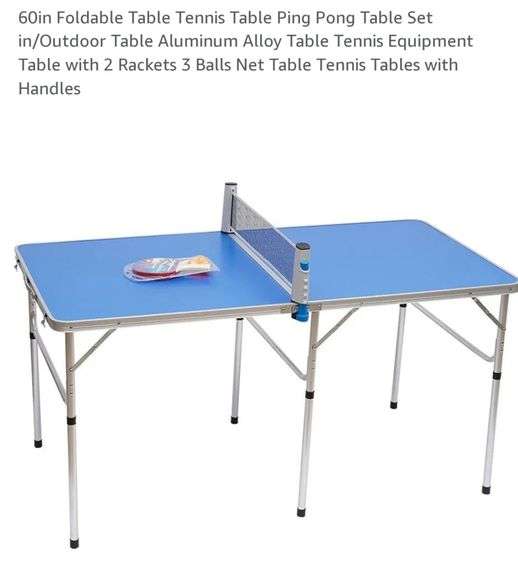 60in Foldable Table Tennis Table Ping Pong Table Set in/Outdoor Table ...