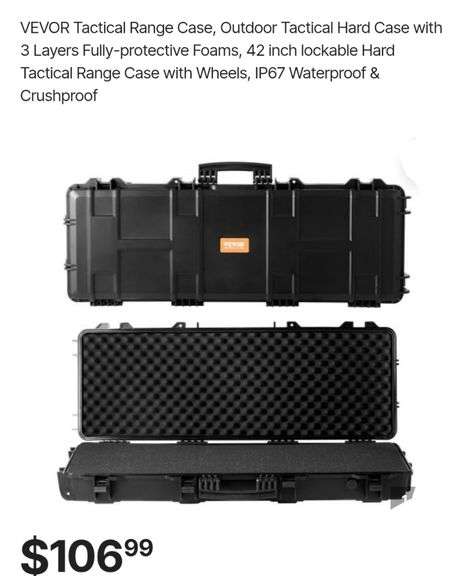 VEVOR Tactical Range Case, Outdoor Tactical Hard Case with 3 Layers ...
