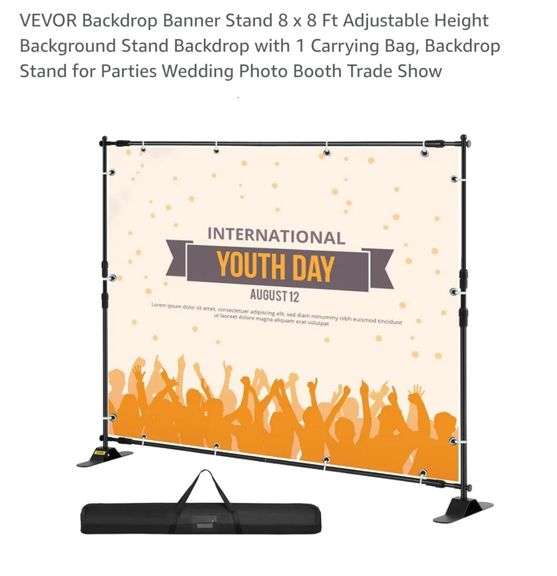 VEVOR Backdrop Banner Stand 8 x 8 Ft Adjustable Height Background Stand ...