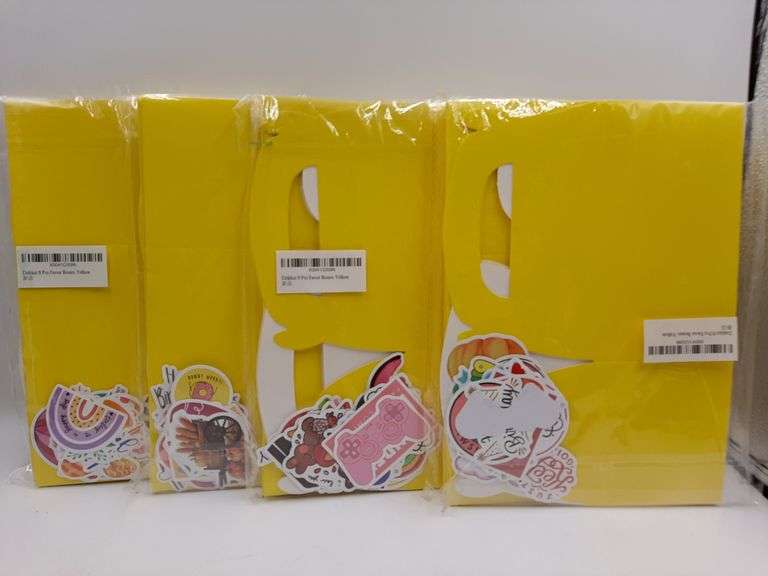 4pk Yellow Gable Boxes, Party Favor Boxes, Cardboard Gift Boxes with ...