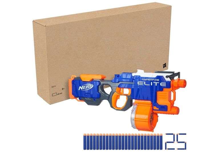 Nerf HyperFire Motorized Elite Blaster, 25-Dart Drum, Fires Up to 5 ...