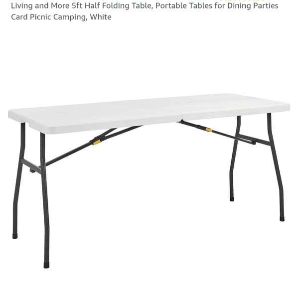 Living and More 5ft Half Folding Table, Portable Tables for Dining ...