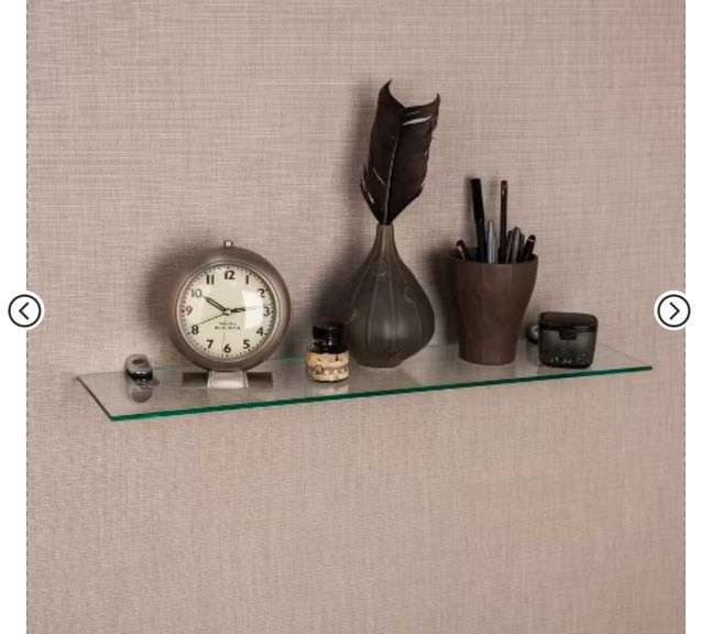 24" x 6" Glass Floating Shelf with Brackets Clear/Silver - Danya B.: Wall Mounted, Tempered ...