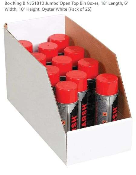 3pk Box King BINJ61810 Jumbo Open Top Bin Boxes, 18" Length, 6" Width ...
