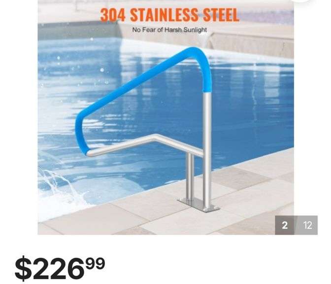 Pool Handrail 55 x 32 inch Stainless Steel with Base Plate for Spas ...