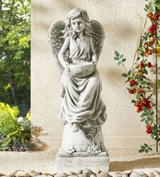 Glitzhome 31.25"H Vintage MgO Angel Distressed Garden Statue Sculpture ...