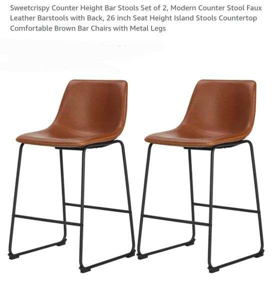 Sweetcrispy Counter Height Bar Stools Set of 2, Modern Counter Stool ...