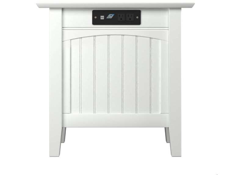 AFI Nantucket Chair Side Table with Built-in Charger in White ...