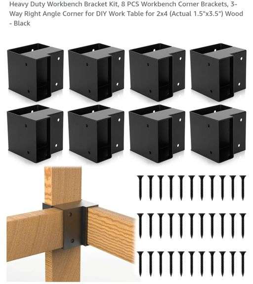 Heavy Duty Workbench Bracket Kit, 8 PCS Workbench Corner Brackets, 3 ...