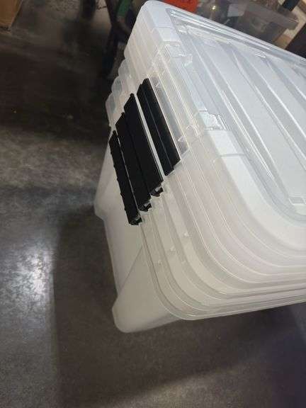 IRIS 4-Pack Stack and Pull Medium 10-Gallons (38-Quart) Pearl Tote with ...