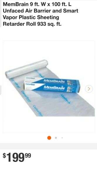 CertainTeed MemBrain 9 ft. W x 100 ft. L Unfaced Air Barrier and Smart ...