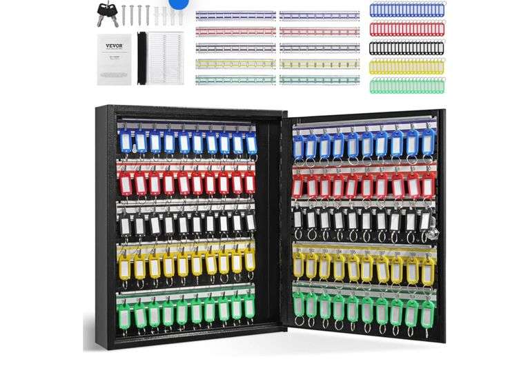 VEVOR Adjustable 100 Key Locking Cabinet Shelves, Steel Security ...