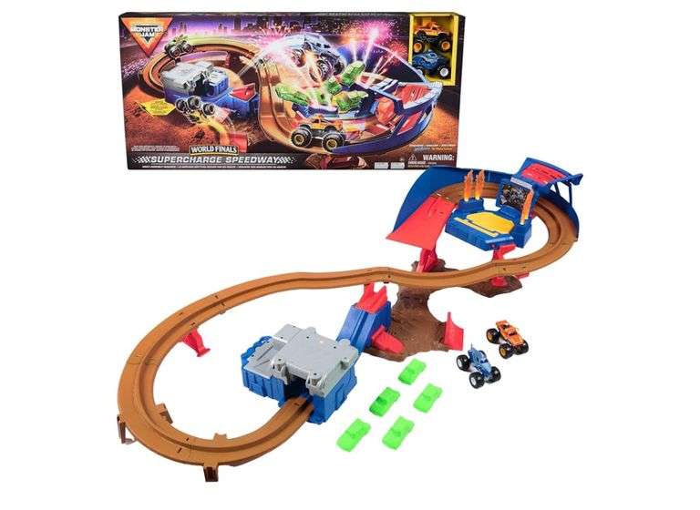 Monster Jam, Supercharge Speedway Playset, Megalodon and El Toro Loco ...