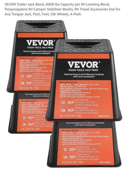 VEVOR Trailer Jack Block, 6000 lbs Capacity per RV Leveling Block ...