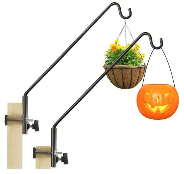 2 Pack Extended Fence Hooks, Bird Feeder Rail Hook, 360 Degree Swivel ...