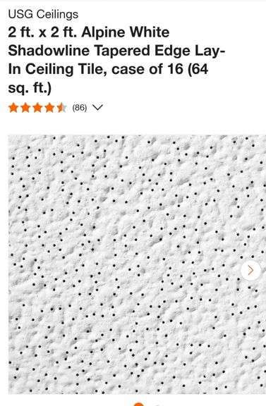 16 Cases of USG Ceilings 2 ft. x 2 ft. Alpine White Shadowline Tapered ...