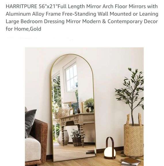 HARRITPURE 56"x21"Full Length Mirror Arch Floor Mirrors with Aluminum ...