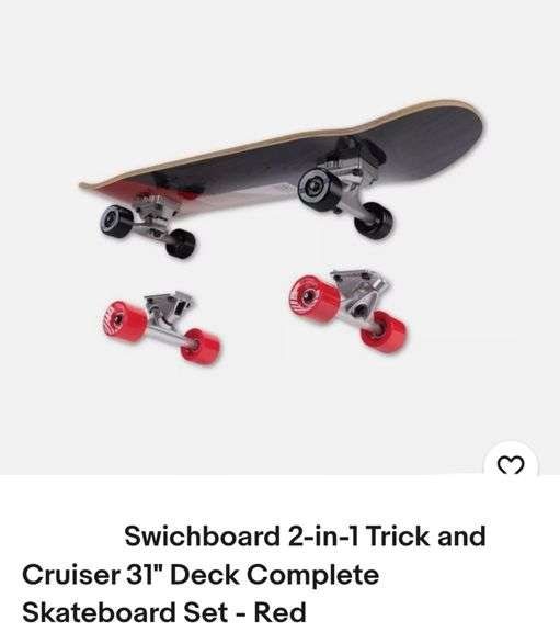 Swichboard 2-in-1 Trick and Cruiser 31" Deck Complete Skateboard Set ...