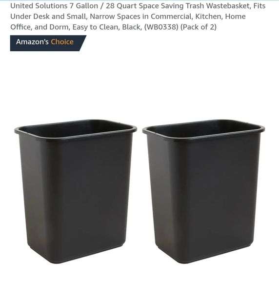 United Solutions 7 Gallon / 28 Quart Space Saving Trash Wastebasket ...