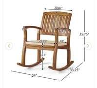 Acacia Wood Outdoor Rocking Chair with 1-Cream Cushion, Sturdy Design ...