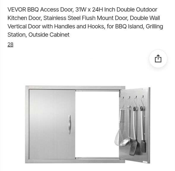 VEVOR BBQ Access Door, 31W x 24H Inch Double Outdoor Kitchen Door ...