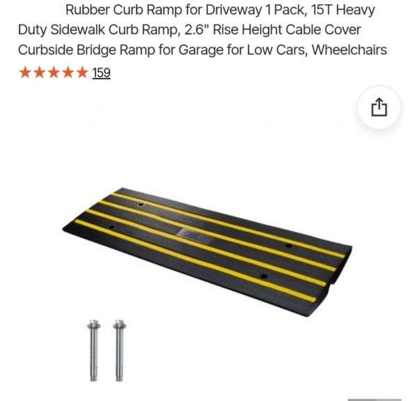 Rubber Curb Ramp for Driveway 1 Pack, 15T Heavy Duty Sidewalk Curb Ramp ...